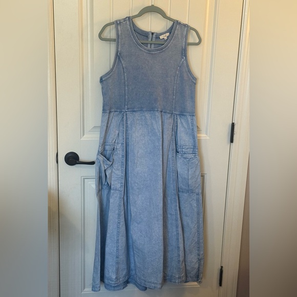easel | Dresses | Easel Mineral Washed Blue Dress | Poshmark
